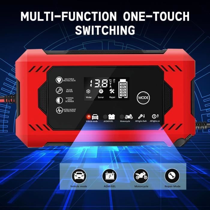 TIPOW-TECH Chargeur de Batterie Voiture Intelligent 12V 10A, Chargeur ...
