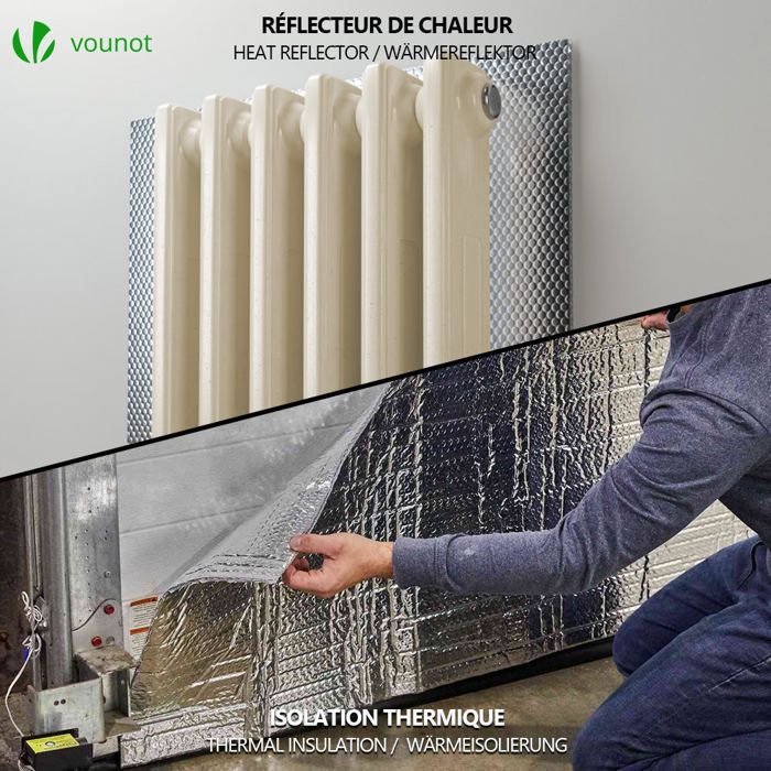 VOUNOT® Isolant thermique à bulles double face en film aluminisé - 1 ...