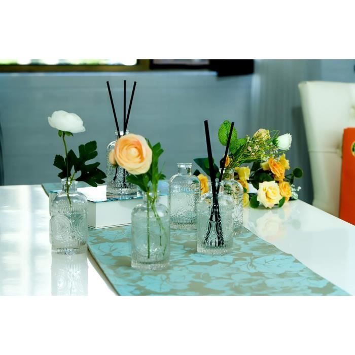 Lot De 6 Petits Vases En Verre Transparents, Mini Bouteilles ...