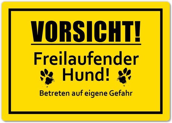 Panneau de « Vorsicht Freilaufender » - En PVC solide - 3 mm - Avec ...