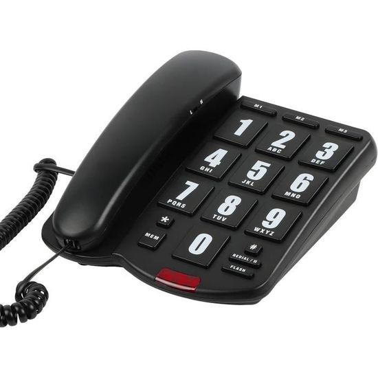 Téléphone filaire - CHICHENG - Gros Bouton Avec Volume Fort - Noir ...