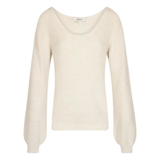 Pull col rond MORGAN blanc Écru - Cdiscount Prêt-à-Porter