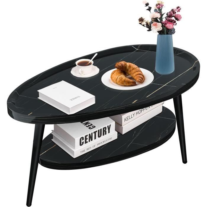 Table Basse Ovale,Table Basse Salon Ronde Moderne,Table Basse Scandinave Bois avec Surface De ...