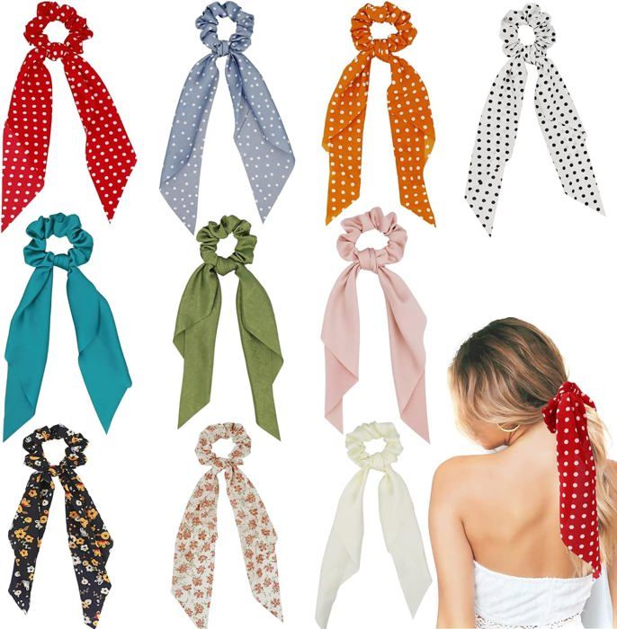 Chouchou Ruban Chouchou Foulard Cheveux Femme 10 Pcs Scrunchies Bowknot ...