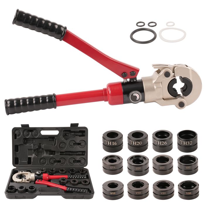 Pince à Sertir Hydraulique Ø15-32mm TEENO, Pince a Sertir avec 12pcs Contour,Outil de sertissage ...