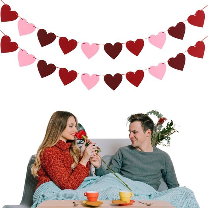 2 Ensembles De Drapeaux D'Amour, Briller Saint Valentin Decoration St ...