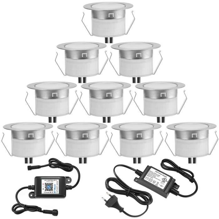 XimstF Lot de 6 spots LED RVB encastrables-Réglables-Étanche-IP67-0,5W-Diamètre : 45 mm ...