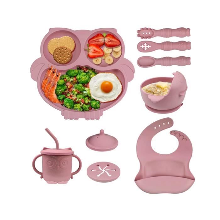 Coffret Repas Bebe, Lot de 9 Assiette Ventouse Silicone Antiderapant ...