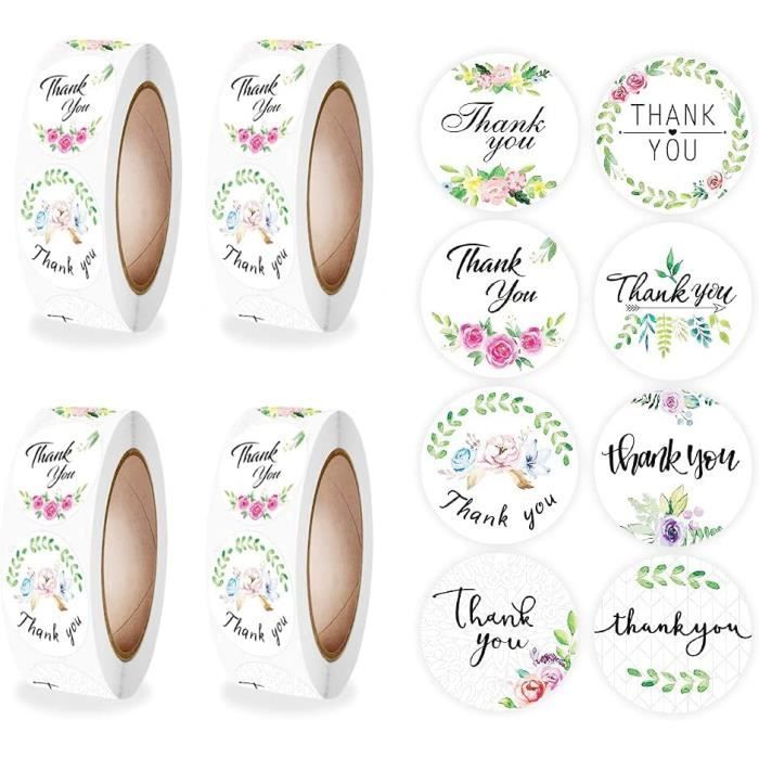 Haihaz 2000 Pièces Rouleau Thank You Etiquette Cadeau Autocollante ...