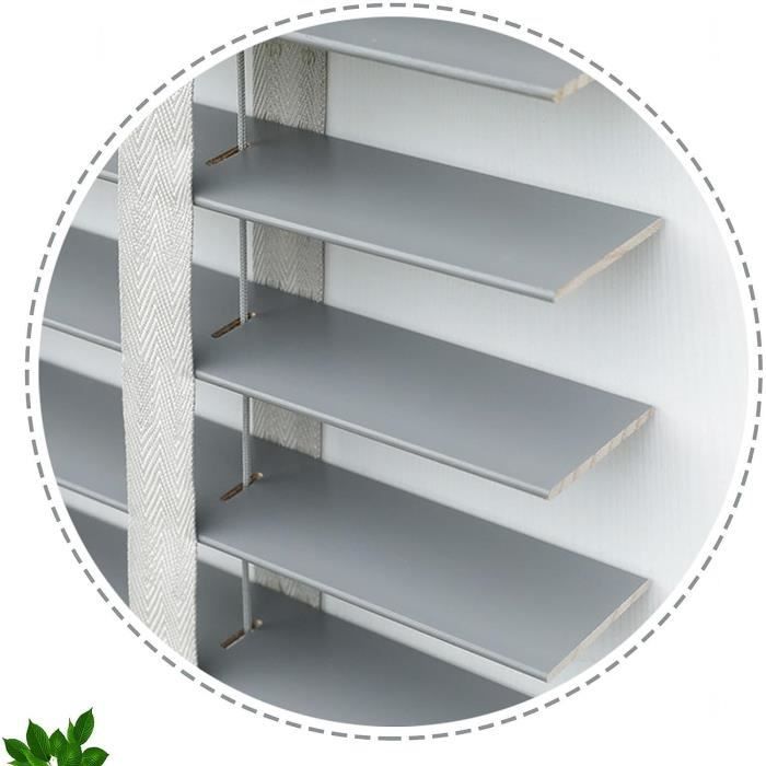 Stores En Bois Pour Fenêtres, Volets Gris Occultants-Isolants,Rideaux D ...