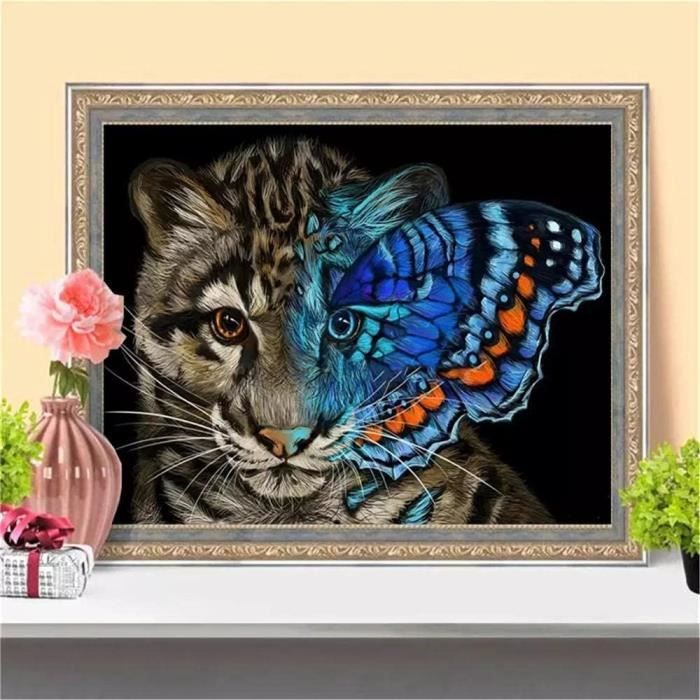 Diamond Painting Animaux Tigre Papillon - Kits de broderie diamant ...