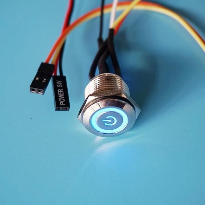 (LED bleue de 12 mm)Bouton métallique LED de démarrage et de ...