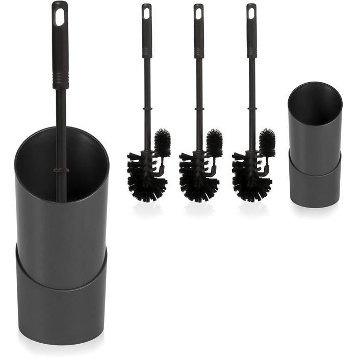 Brosse Toilette Brosse WC Ensemble WC en Noir Anthracite avec 2 brosses de Rechange – Set de ...