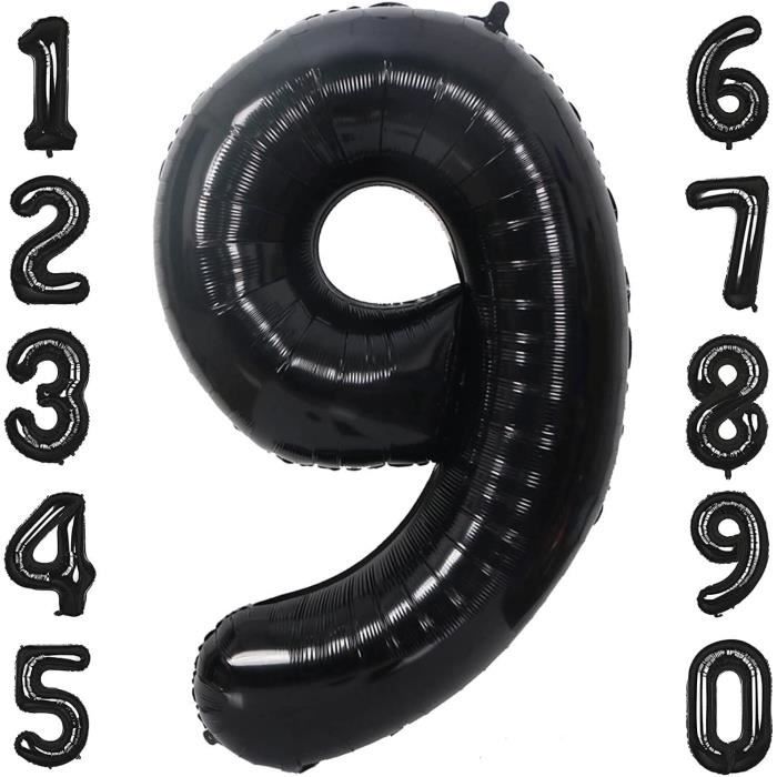 40 Pouces Ballon Chiffre 9, Noir Ballon Chiffre Numéro 9, 9 Number ...