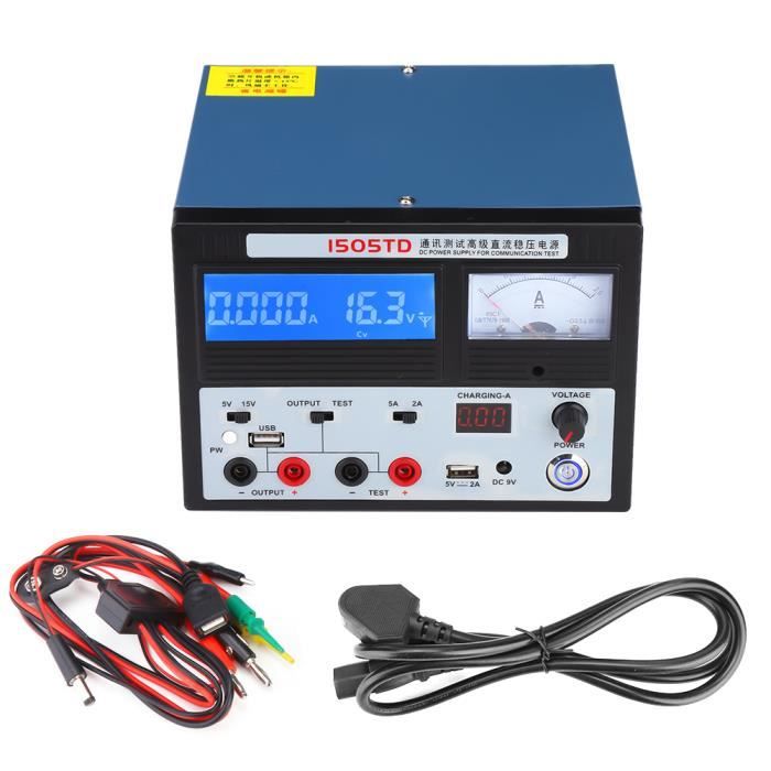 Tbest Source d'alimentation Alimentation avancée de stabilisation de tension CC 15V 5A Unité d ...