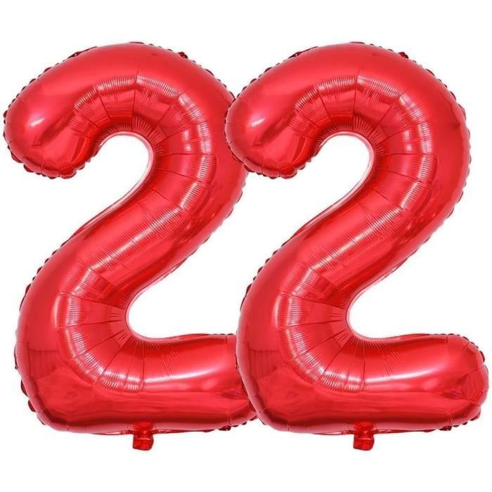 Géant Ballon Chiffre 101Cm Anniversaire 22 Rouge, Ballon Numero 22 Deco ...