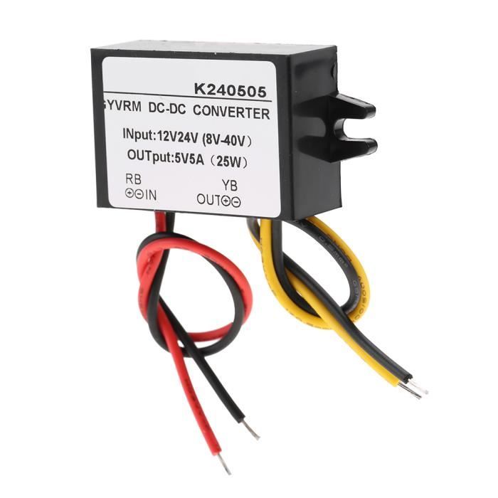 Convertisseur abaisseur CC - DUOKON - GYVRM-K240505 - 12V/24V à 5V 5A ...