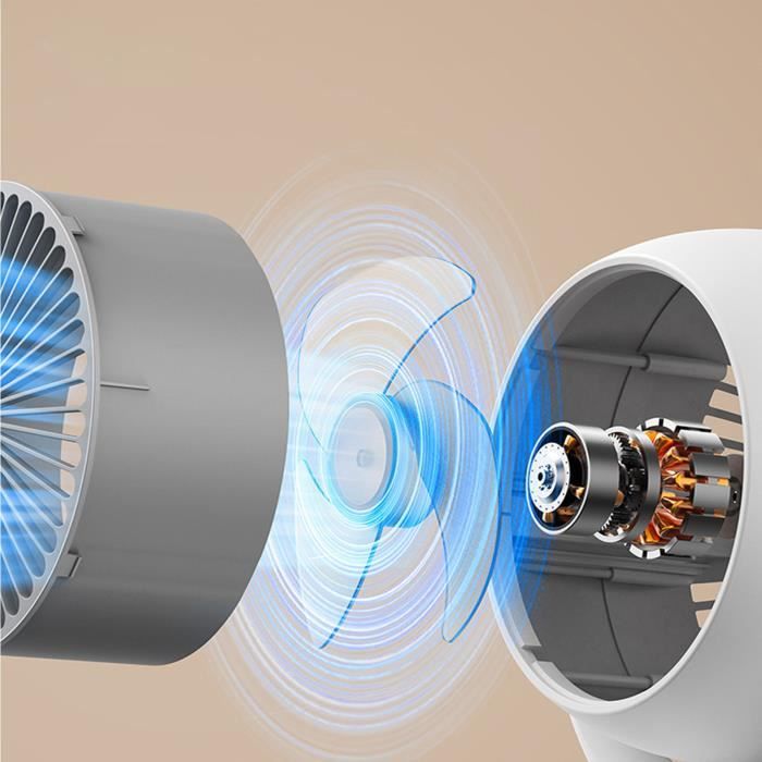 ZER-Mini ventilateur de bureau Ventilateur de table 4 Modes de vitesse ...