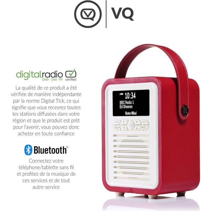 VQ Retro Mini Radio DAB Plus/DAB avec Bluetooth,FM et Radio Réveil ...