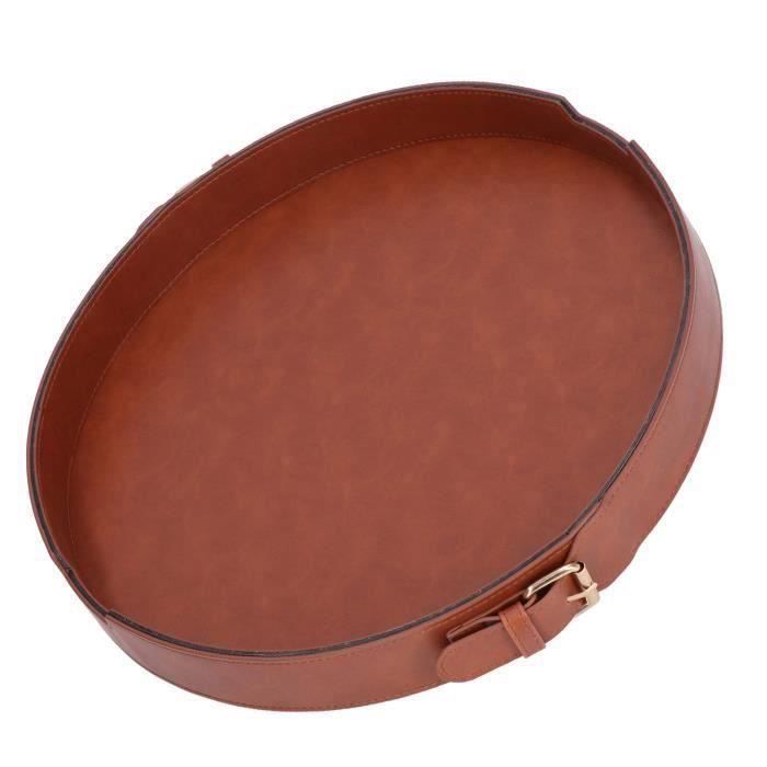 Plateau de rangement rond en cuir simple nordique Plaque d'affichage de ...