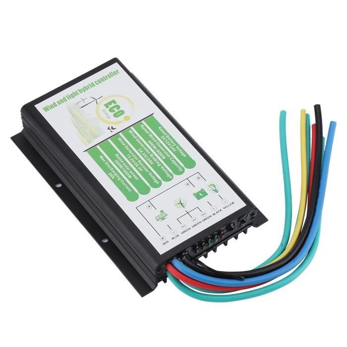 GOTOTOP Contrôleur d'énergie éolienne Contrôleur hybride solaire et éolien DC 12V / 24V 400W ...