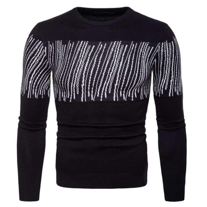 Pull en laine pour homme - LEOCLOTHO - Col montant décontracté - Coupe ...