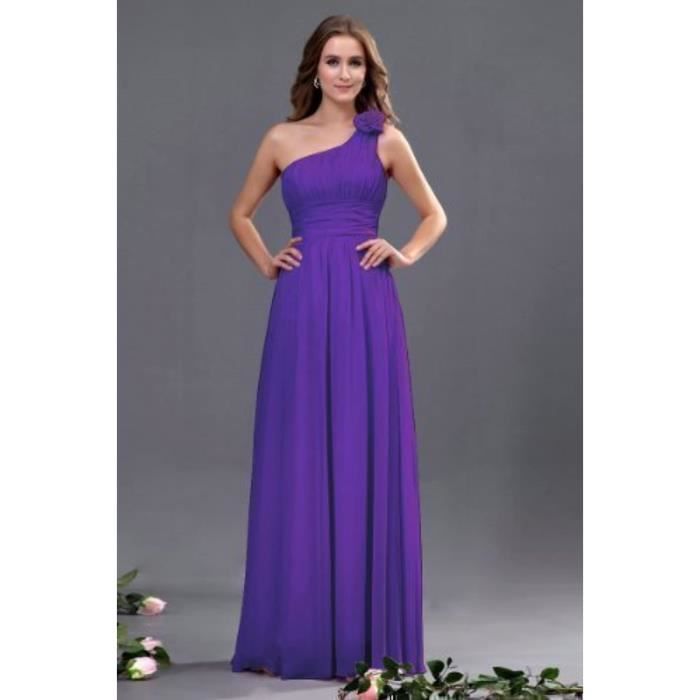 Robe YAX2N Une ligne en mousseline de soie floral mariage une épaule ...