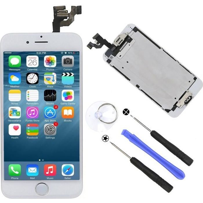 BLANC ECRAN LCD POUR IPHONE 6 Complet 4.7+ HOME CAMERA+ VITRE TACTILE ...
