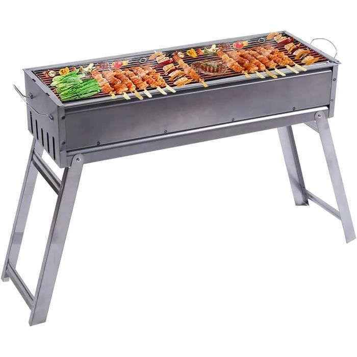 Gril À Charbon Portable, Barbecue Pliable En Acier Inoxydable, Gril À Dessus Plat Pour Patio ...