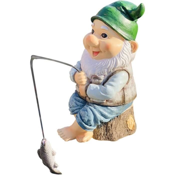 LONG-L Statue De Décor-Nain De Jardin Le Gardien De Pêche en Plein Air ...