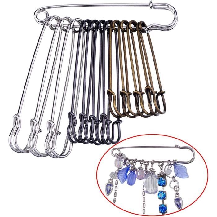 12 Pièces épingles de Sûreté,épingles à Nourrice 60mm70mm75mm,Large ...