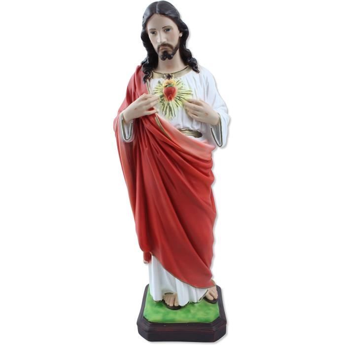 Statue Du Saint-Cœur De Jésus En Résine Hauteur 40 Cm Peint À La Main ...