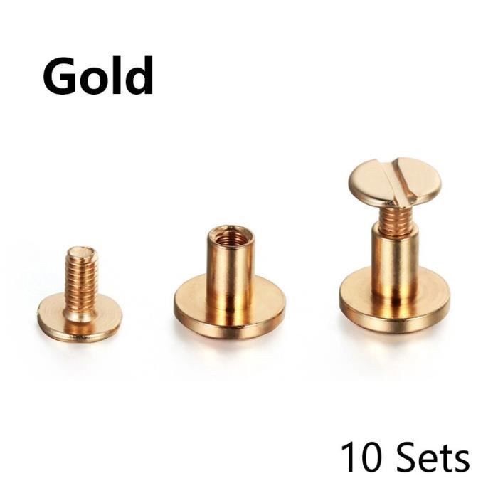 RIVET,Gold Color-5mm--Rivets à clous à Double tête plate, 10 lots de ...