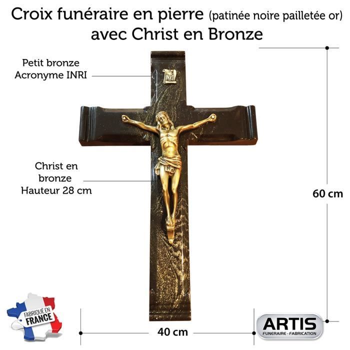 Croix Funéraire en Pierre avec Christ en Bronze - Cdiscount Au quotidien