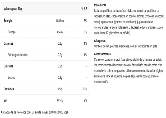 Whey Isolate MyMuscle - My Iso Whey - Chocolate 900g - Cdiscount Sport