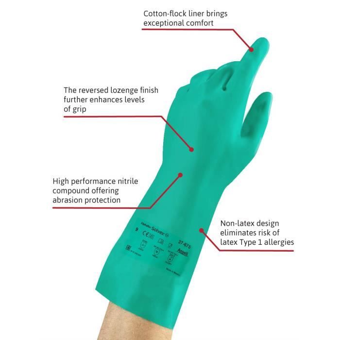 Alphatec 37-675 Gants De Protection Chimique, Haute Résistance À L ...