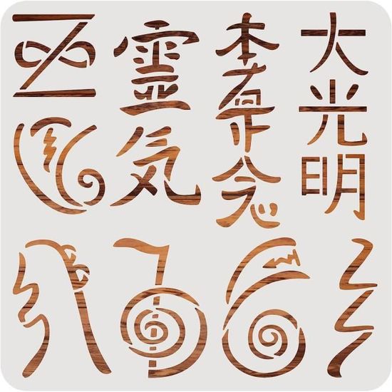 Symboles Reiki Pochoirs, 30x30 cm Japonais Namaste Modèles de Peinture ...
