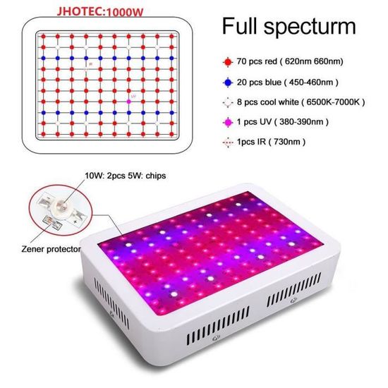 HUOLE. Lampe LED à spectre complet de 1000W pour les fleurs et les ...