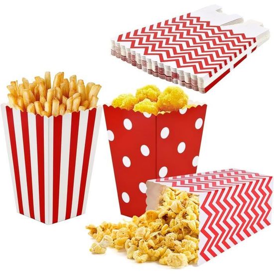 18 Pcs Popcorn Boîtes Boite Pop Corn Bonbons Conteneur Rouge Pour Noël ...