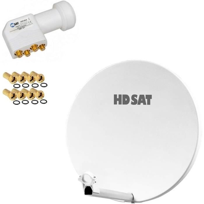 HDSAT Pack Parabole Satellite Fibre Composite Blanche 60cm Brides INOX + LNB Quad HD 4K [179 ...