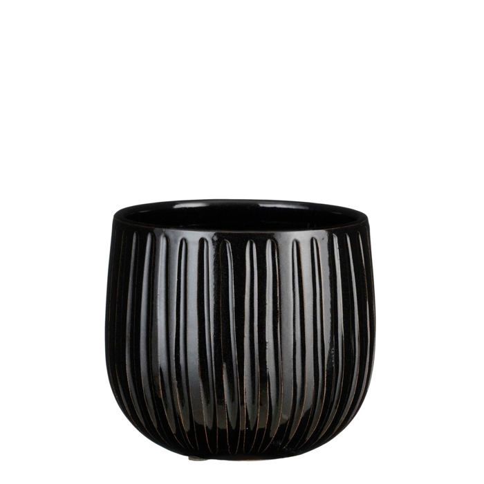 Mica Decorations Pot de fleurs Pablo - 18x18x16 cm - Céramique - Noir ...