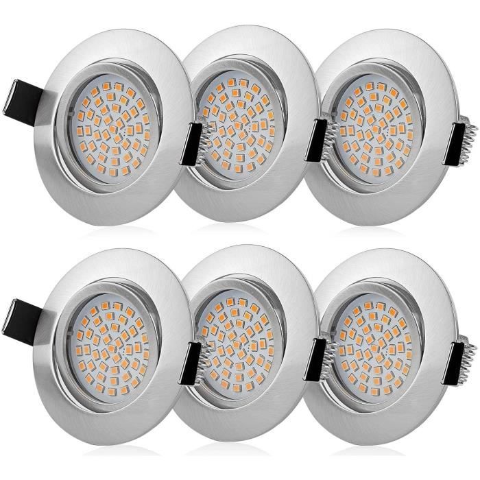 Lot de 6 spots encastrables ultra plats à intensité variable et orientables-5 W-230 V-Blanc ...
