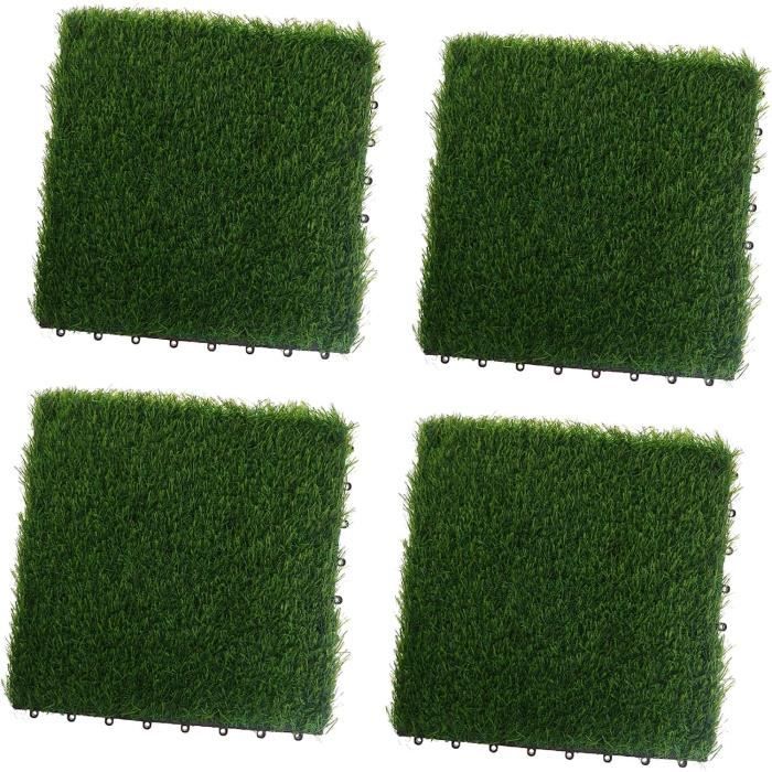 4 Pièces Sol En Gazon Artificiel Gazon Extérieur Tapis De Sol Tapis Vert Gazon Astro Synthétique ...