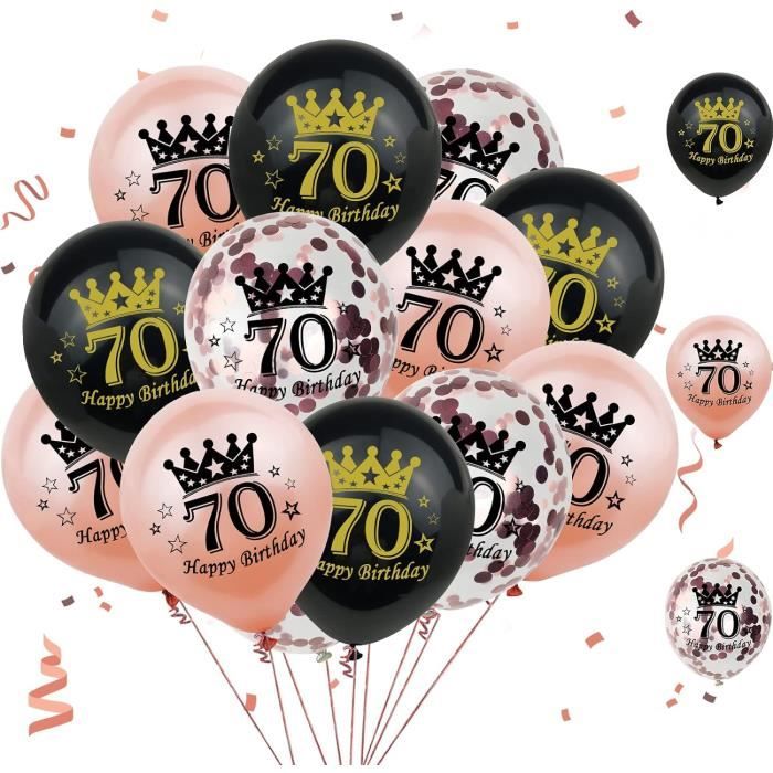Ballons d'anniversaire pour les 70 ans - Rose Gold Noir - Ensemble de ...