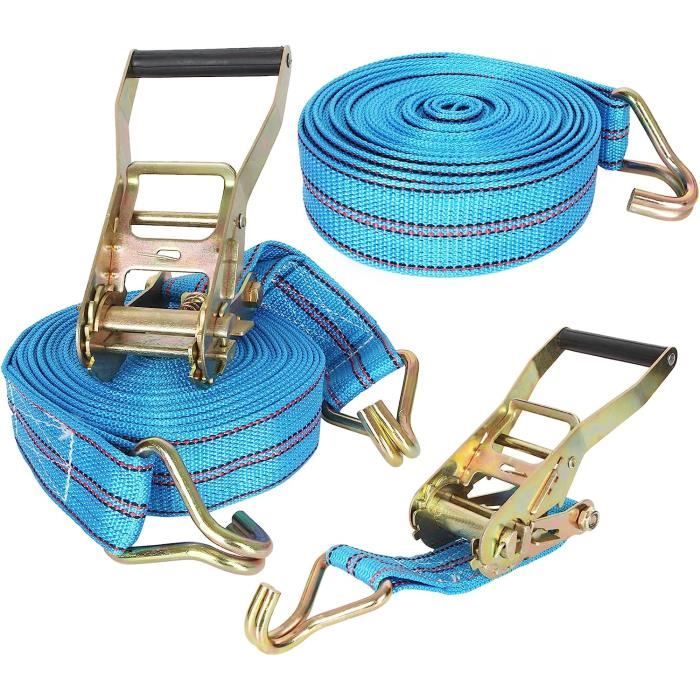 Lot de 2 sangles d'arrimage à cliquet à cliquet 6 000 kg 10 m avec ...