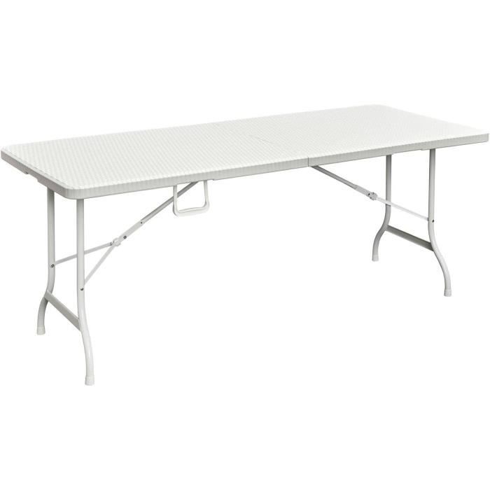 Table rectangulaire résine tressée pliante en acier à revêtement poudre ...