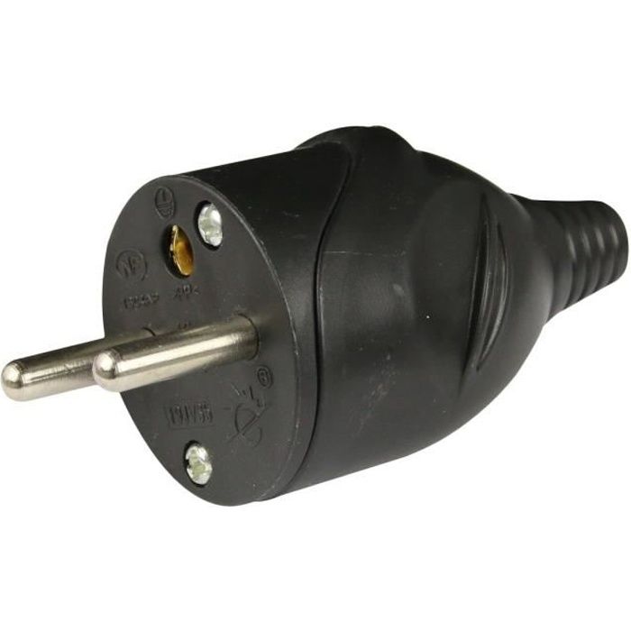 Fiche électrique mâle ZENITECH 16A 2P + T - Noir - Cdiscount Bricolage