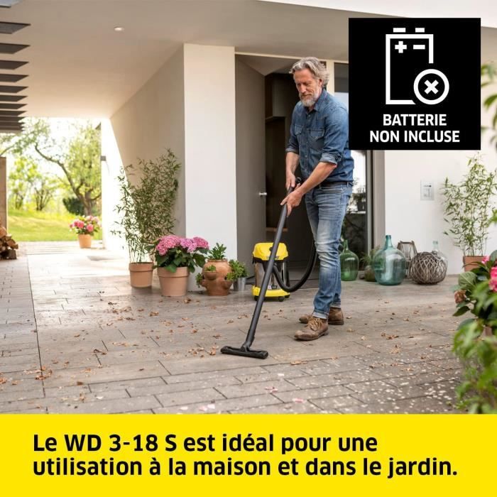 Aspirateur eau et poussières sans fil 18 V WD 3-18 S de Kärcher - Cdiscount Bricolage