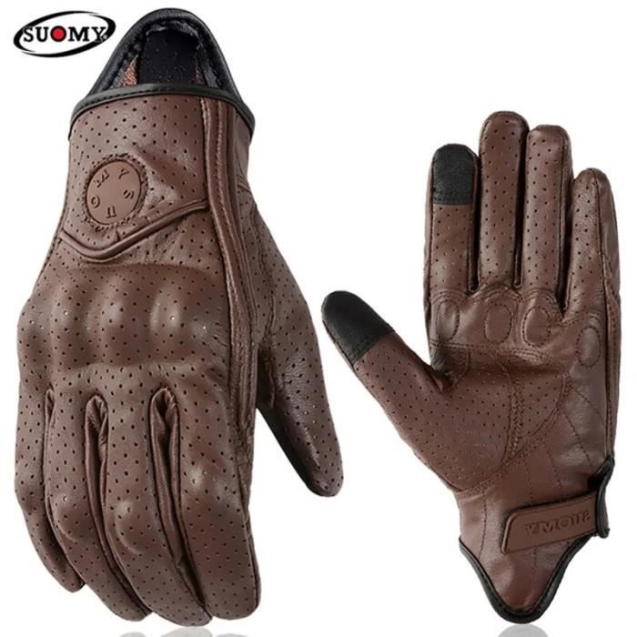 Gants de Moto rétro en cuir,gants de protection respirants pour ...