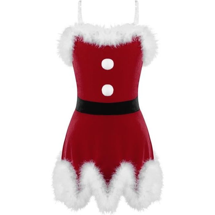 Iixpin Déguisement Mère Noël Enfant Fille Robe Noël Costume Lutin Noël